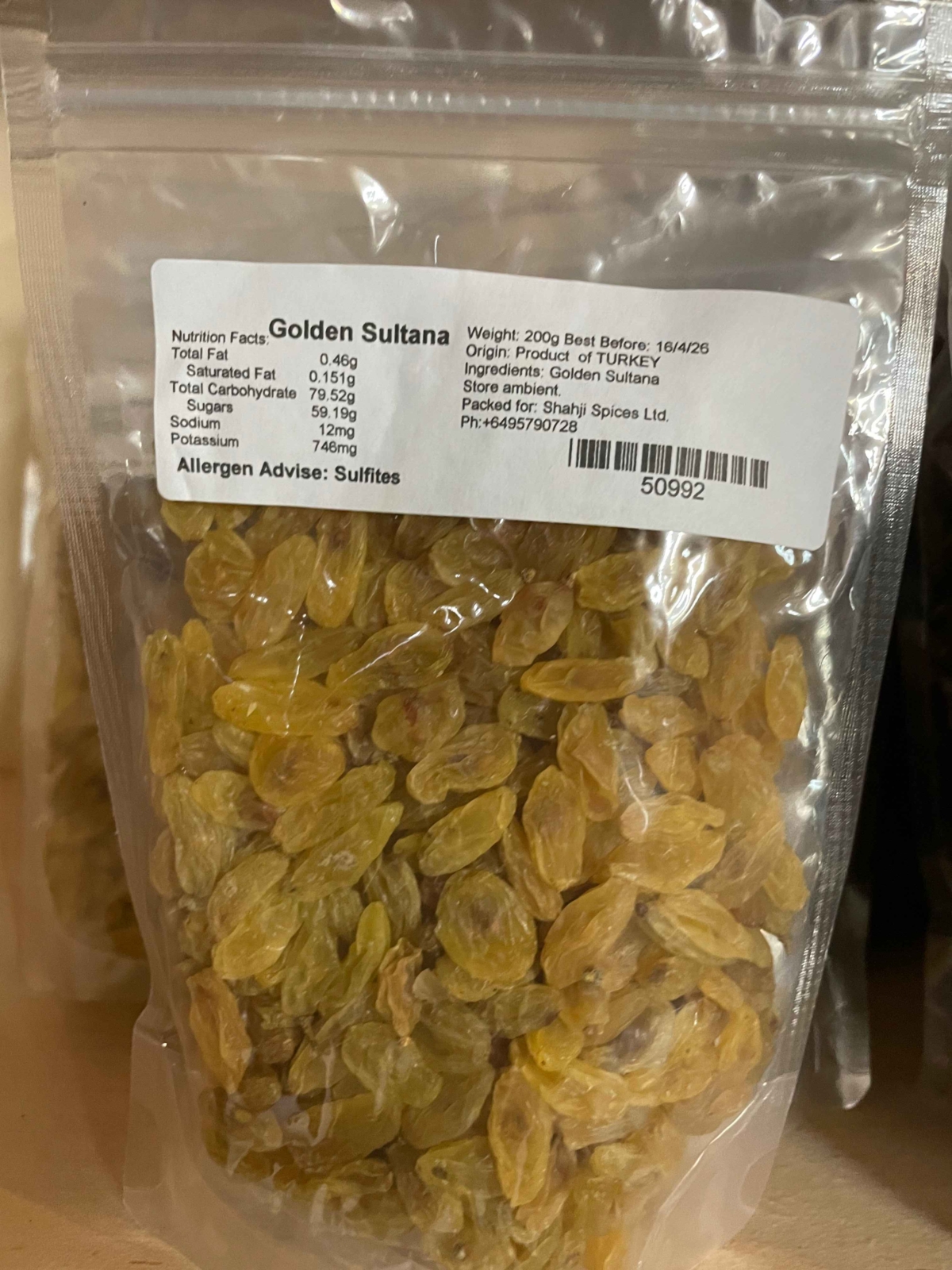 Golden Sultana (Long) 200g - Shahji's Spices